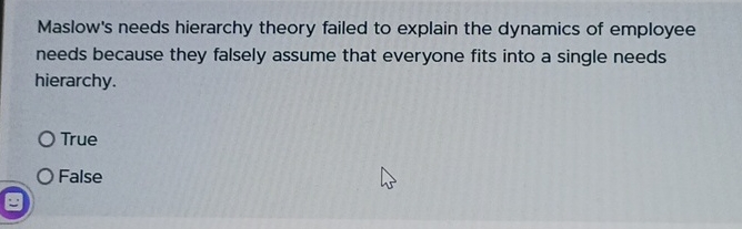 Solved Maslow's needs hierarchy theory failed to explain the | Chegg.com