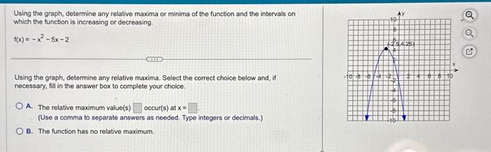 Solved Using the graph, determine any relative maxima or | Chegg.com
