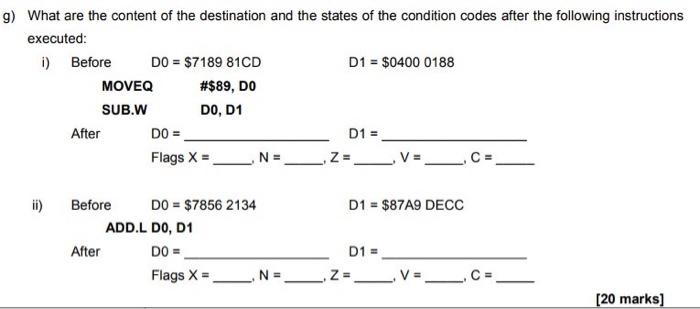 Solved 3) What are the content of the destination and the | Chegg.com
