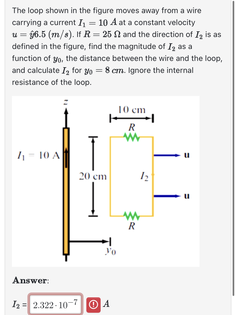 Solved The loop shown in the figure moves away from a wire | Chegg.com