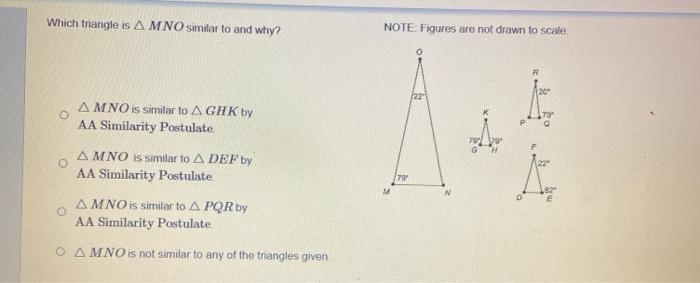Solved Which triangle is A MNO similar to and why? NOTE. | Chegg.com