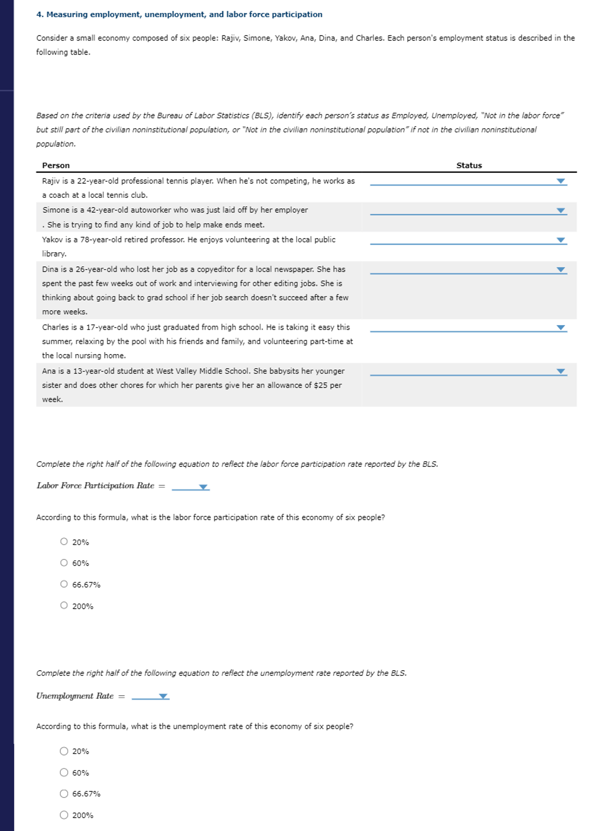 Solved Measuring employment, unemployment, and labor force | Chegg.com