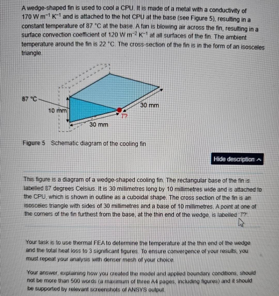Solved A wedge-shaped fin is used to cool a CPU. It is made | Chegg.com