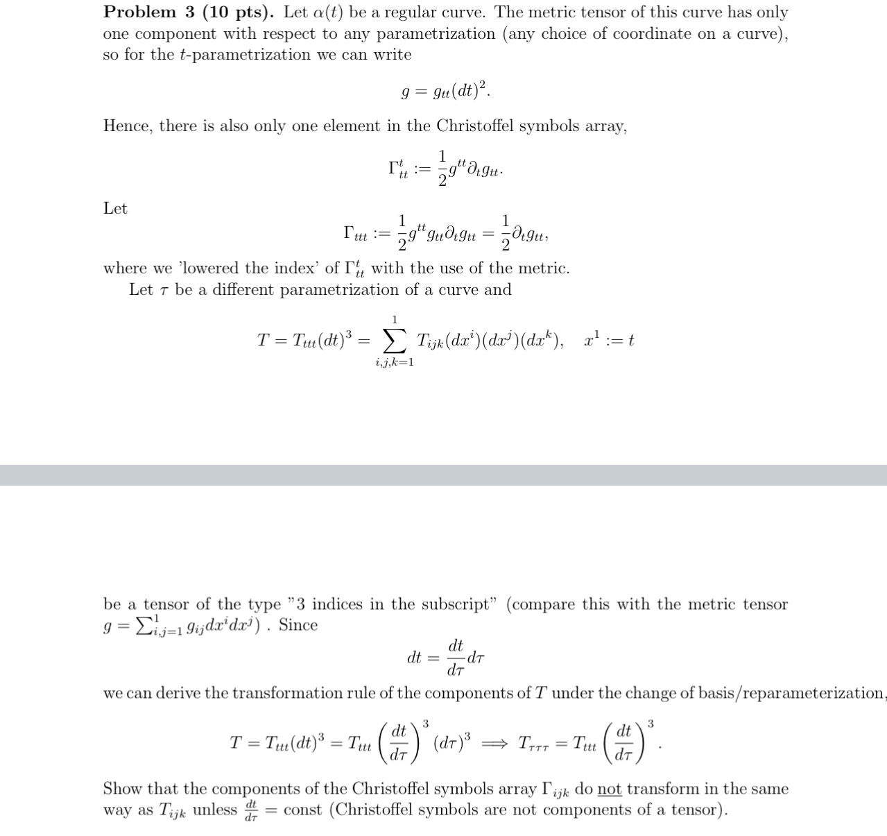 Solved Problem 3 (10 ﻿pts). ﻿Let α(t) ﻿be a regular curve. | Chegg.com