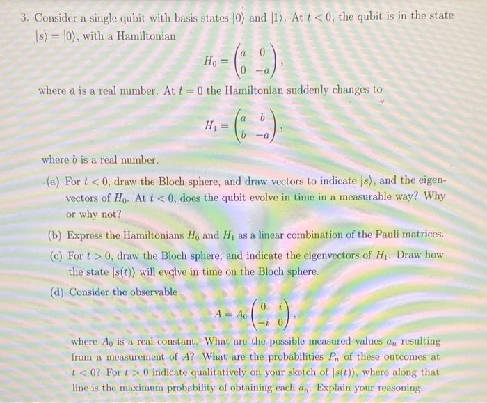 Solved Consider a single qubit with basis states ∣0 and | Chegg.com