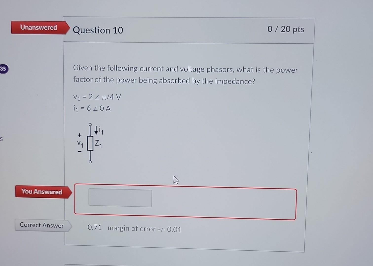 Solved Given the following current and voltage phasors, what | Chegg.com