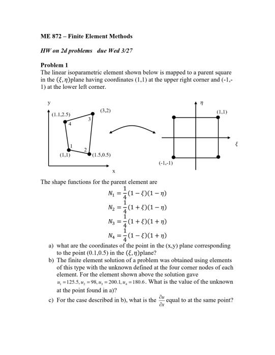Solved Problem 1 The linear isoparametric element shown | Chegg.com