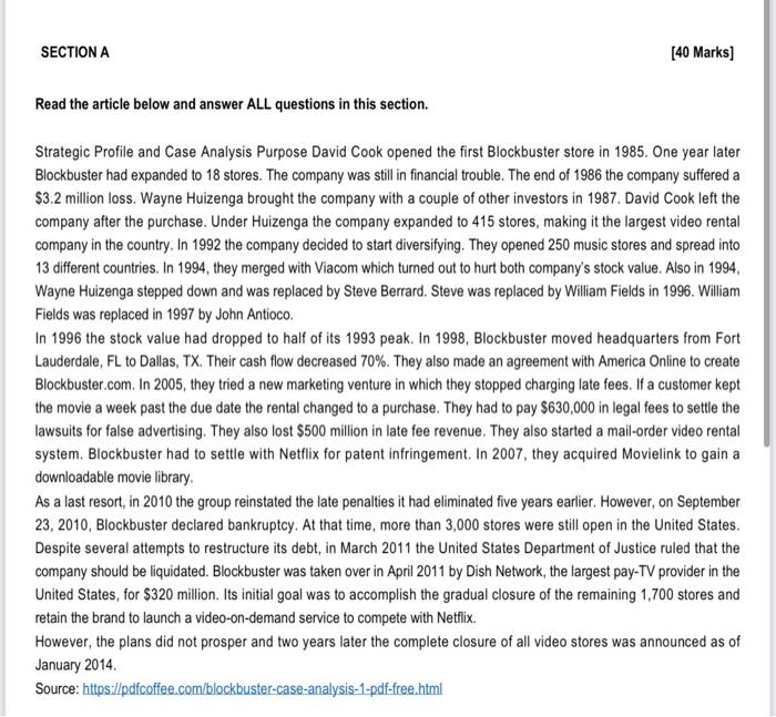 Solved QUESTION 1 (20 Marks)Businesses may fail due to a | Chegg.com