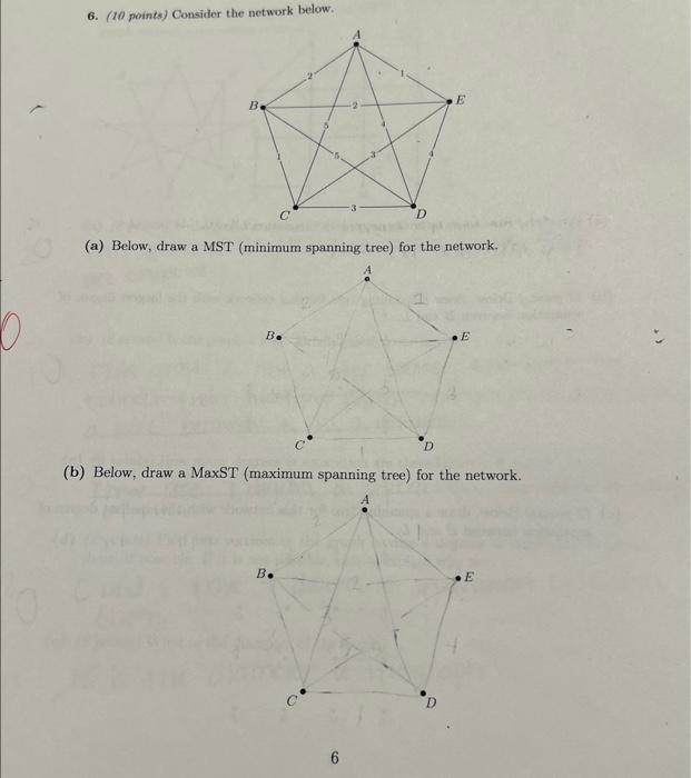 6. ( 10 points) Consider the network below: (a) | Chegg.com