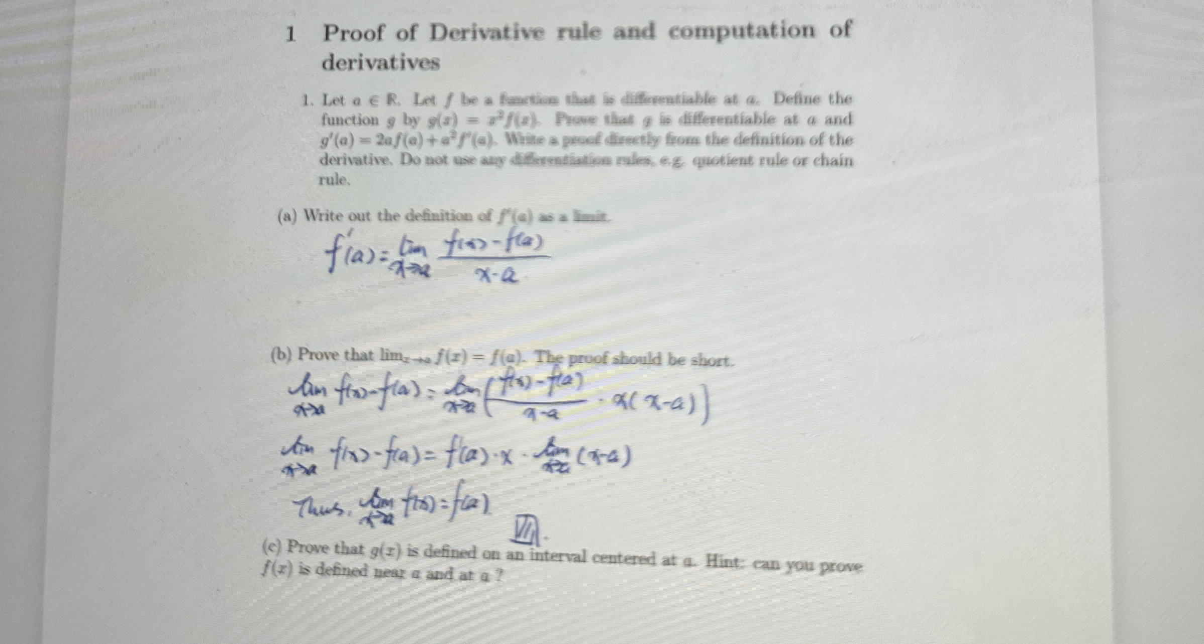 Solved 1 ﻿Proof of Derivative rule and computation of | Chegg.com