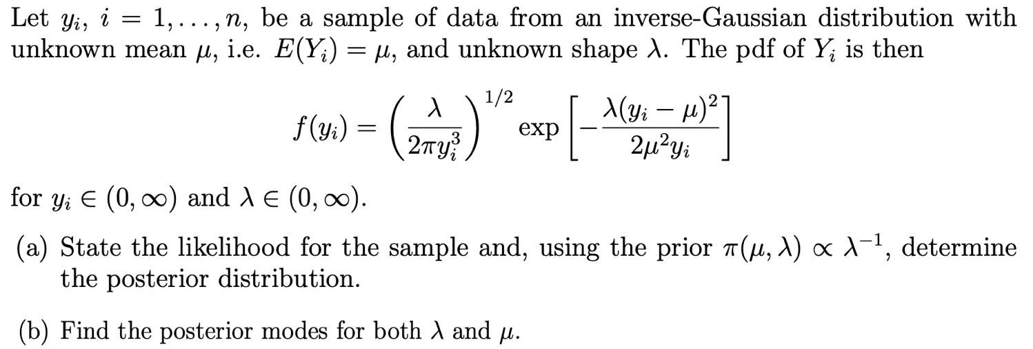 Solved Let yi,i=1,dots,n, ﻿be a sample of data from an | Chegg.com