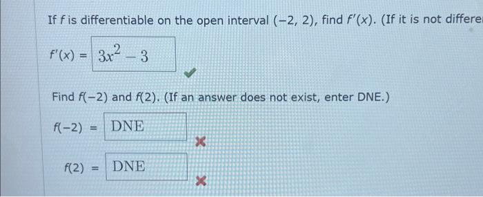 If f is differentiable on the open interval (−2,2), | Chegg.com