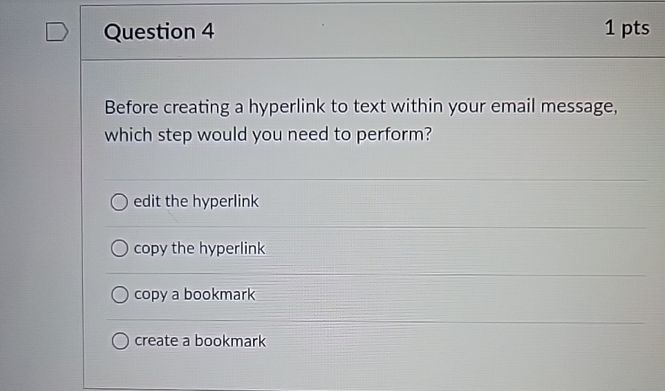 Solved Question 41 ﻿ptsBefore creating a hyperlink to text | Chegg.com