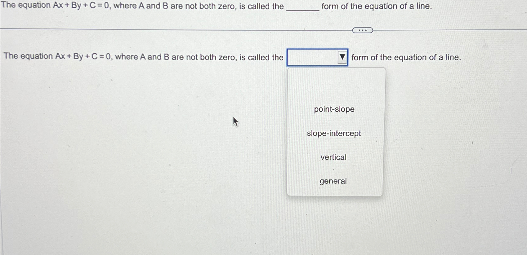 Solved The equation Ax+By+C=0, ﻿where A and B ﻿are not both | Chegg.com