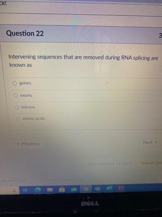 Solved CK! Question 22 3 Intervening sequences that are | Chegg.com