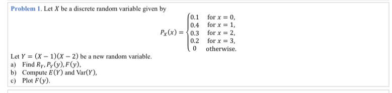 Solved Problem 1. ﻿Let x ﻿be a discrete random variable | Chegg.com