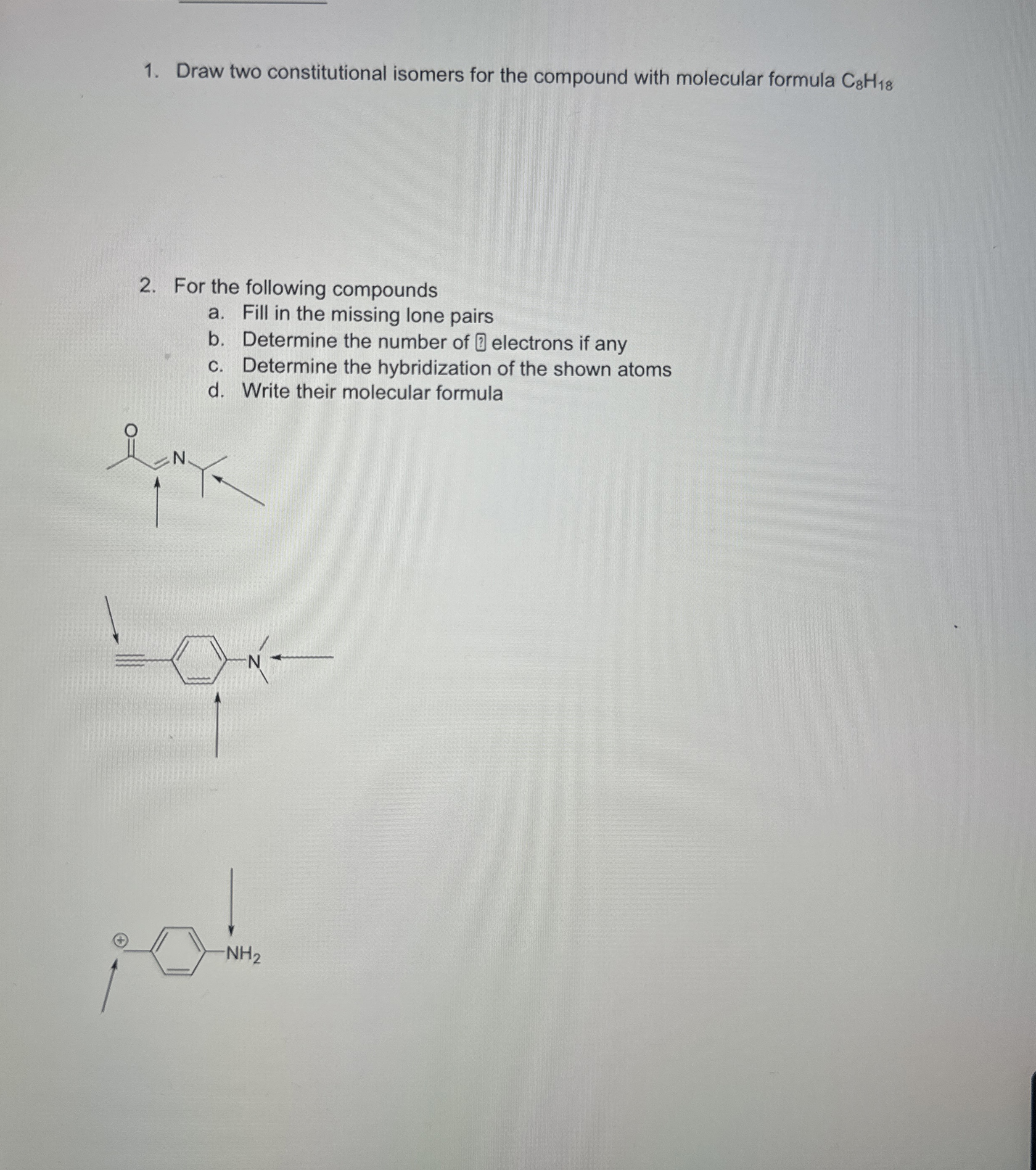 Draw two constitutional isomers for the compound with | Chegg.com