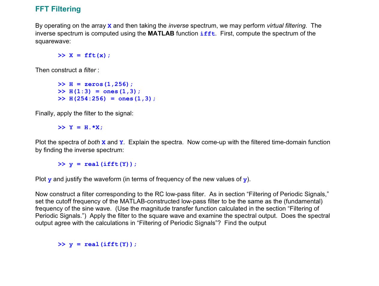Solved FFT Filtering\\nBy operating on the array x and then | Chegg.com Solved FFT Filtering\\nBy operating on the array x and then | Chegg.com