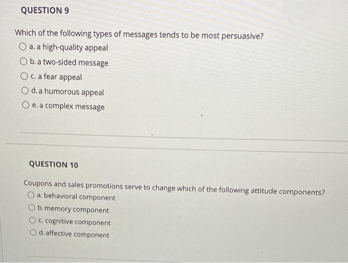 Solved Which of the following types of messages tends to be | Chegg.com