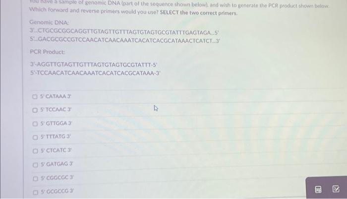 Solved Tournwe a sample of genomic DNA (part of the sequence | Chegg.com