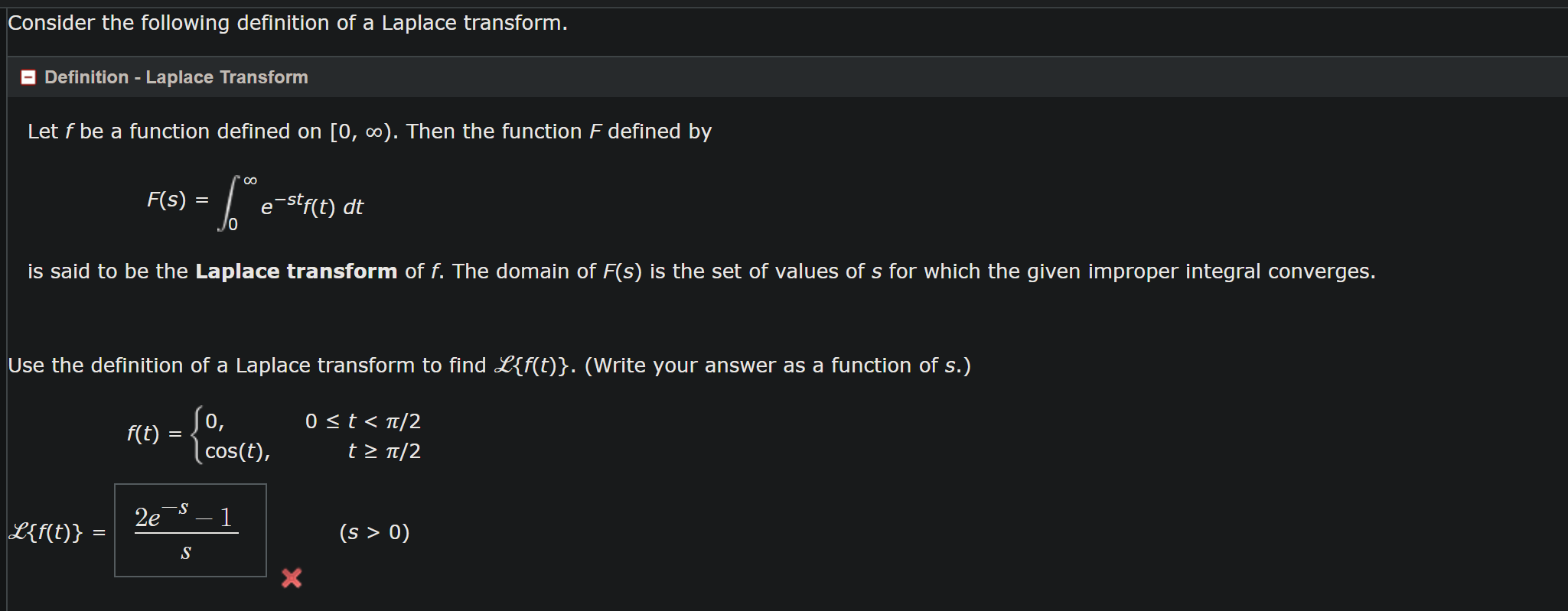 Solved Consider the following definition of a Laplace | Chegg.com