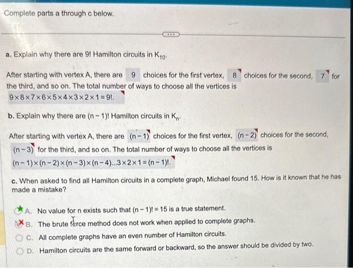 Solved Complete parts a through c below. a. Explain why | Chegg.com