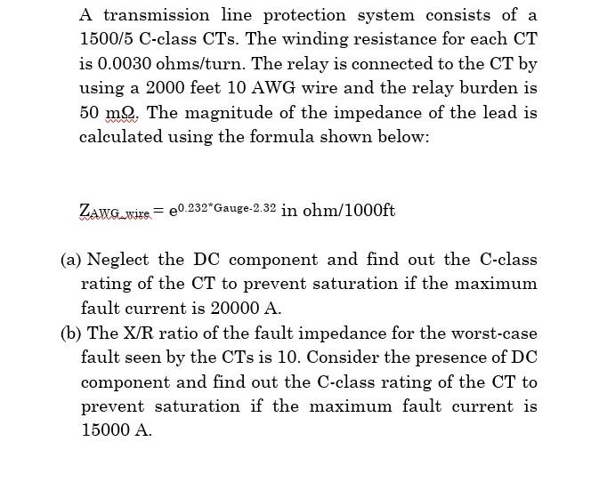 Solved A transmission line protection system consists of a | Chegg.com