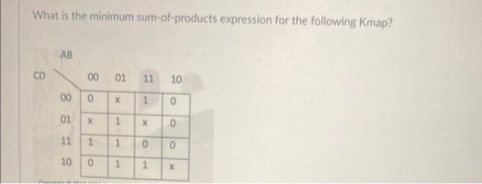 [Solved]: What is the minimum sum-of-products expression fo