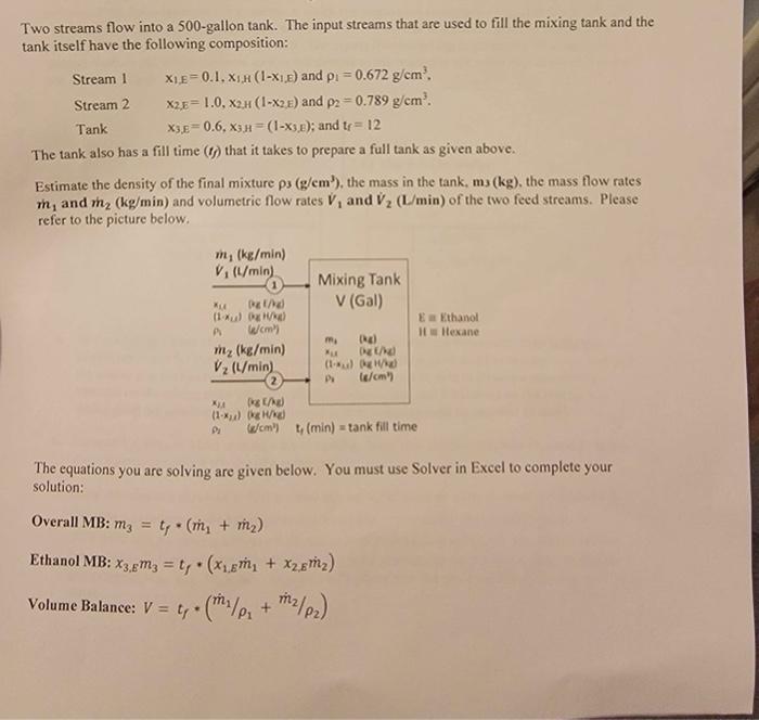 Solved Two streams flow into a 500-gallon tank. The input | Chegg.com