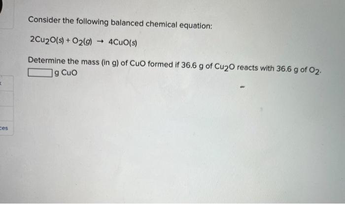 Solved Consider the following balanced chemical equation: | Chegg.com