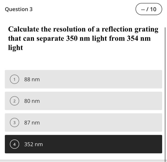 Solved Calculate the resolution of a reflection grating that | Chegg.com