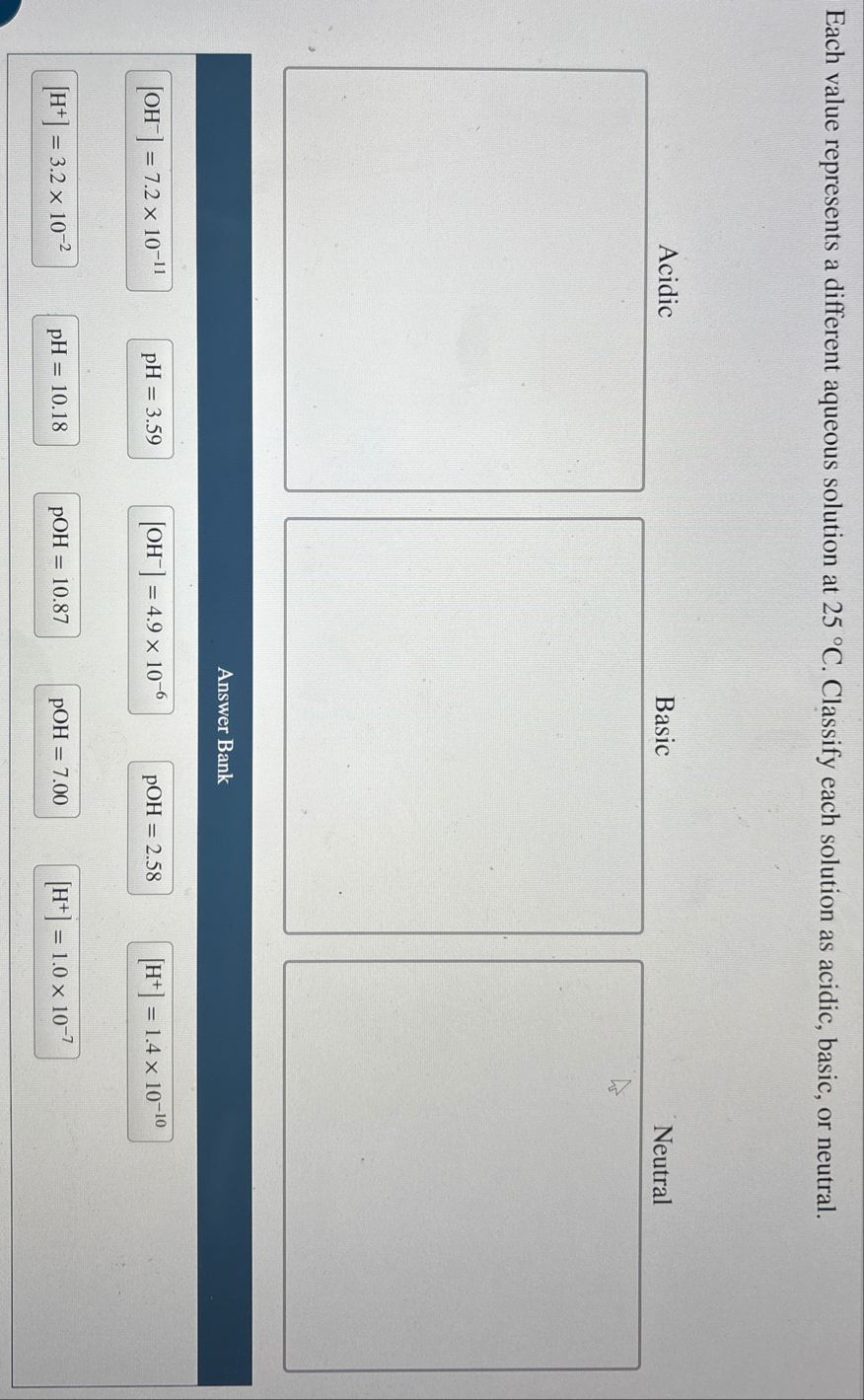 Solved Each value represents a different aqueous solution at | Chegg.com