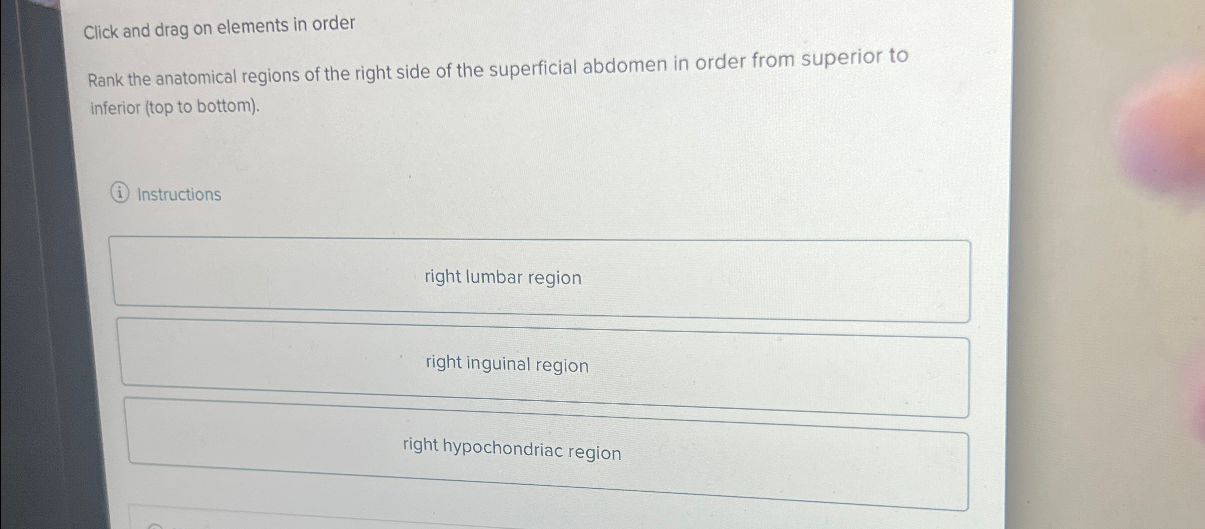 Solved Click and drag on elements in orderRank the | Chegg.com
