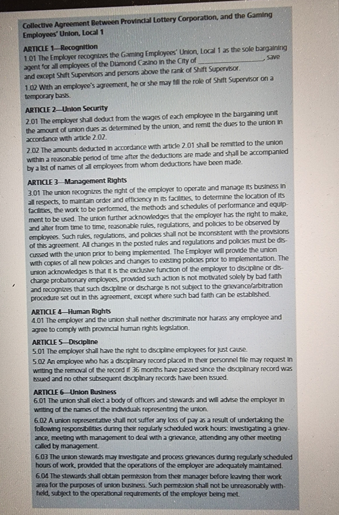 Solved Contract Negotiation SimulationDIAMOND CASINOYou will | Chegg.com