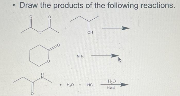 Solved Draw the products of the following reactions. + + NH3 | Chegg.com