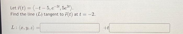 Solved Let r(t)= −2t2+5,3e−t,sin(−t) Find the unit tangent | Chegg.com