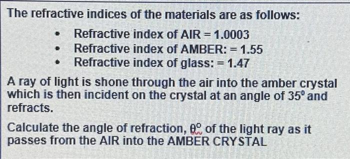 Solved The refractive indices of the materials are as | Chegg.com