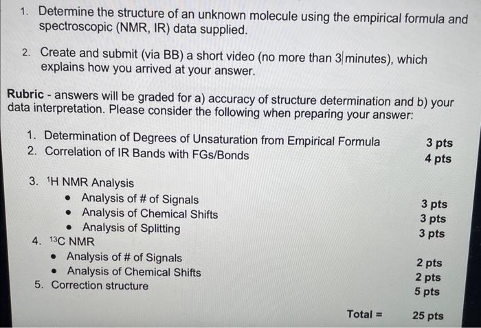 Solved 1. Determine the structure of an unknown molecule | Chegg.com