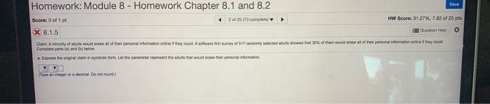 Solved Homework: Module 8 - Homework Chapter 8.1 and 8.2 | Chegg.com