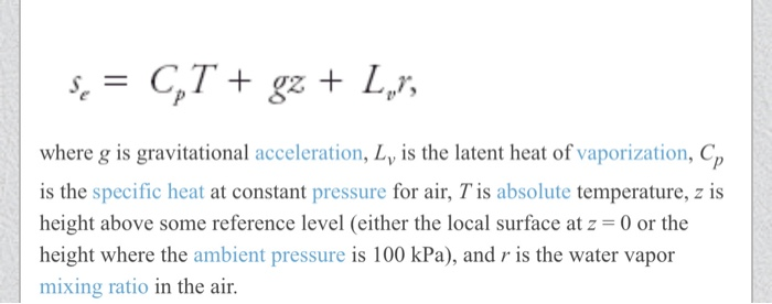 Solved Considering the given formula for MSE (moist static | Chegg.com