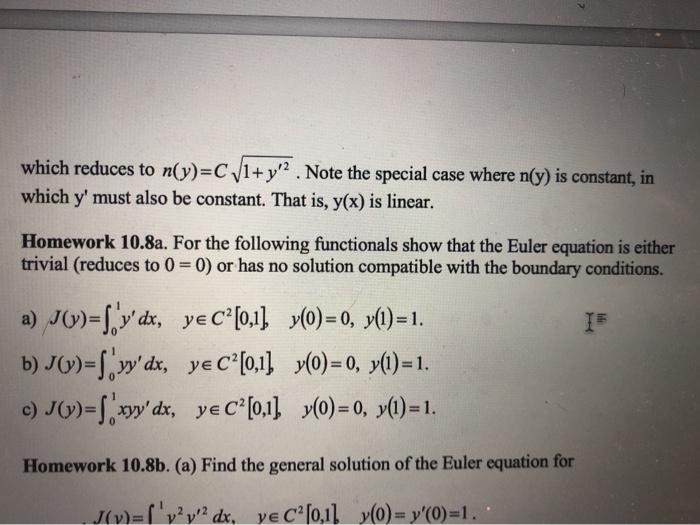 Solved for the following functionals show that the euler | Chegg.com