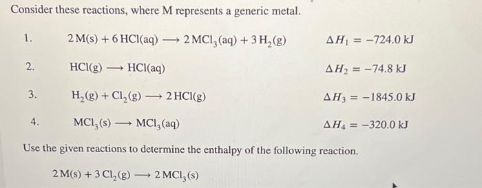 Solved Consider these reactions, where M represents a | Chegg.com