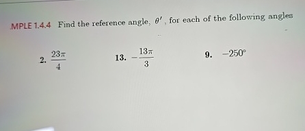 Solved MPLE 1.4.4 ﻿Find the reference angle, θ', ﻿for each | Chegg.com
