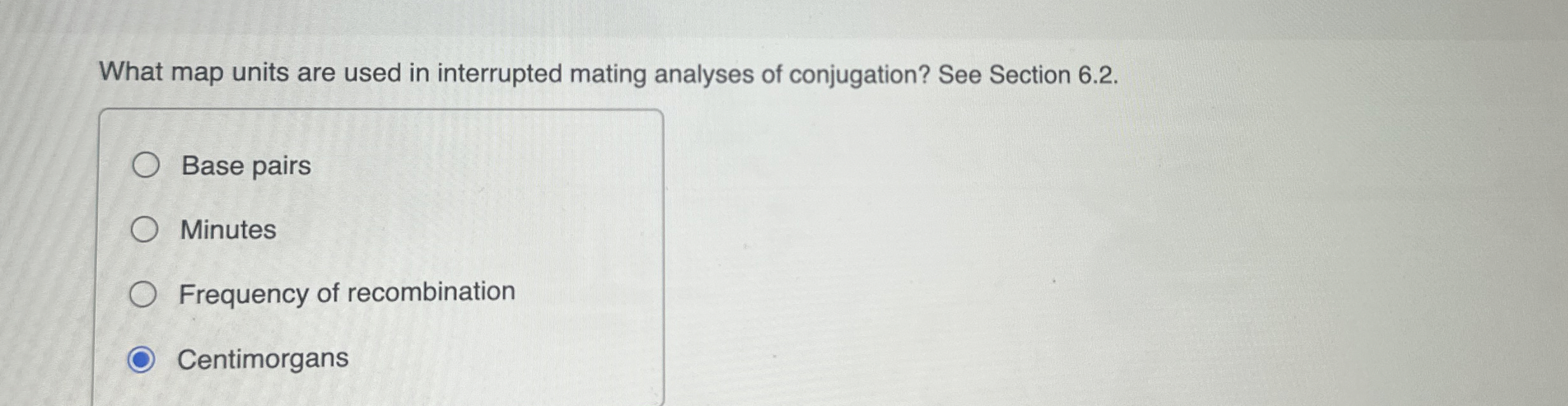 Solved What map units are used in interrupted mating | Chegg.com