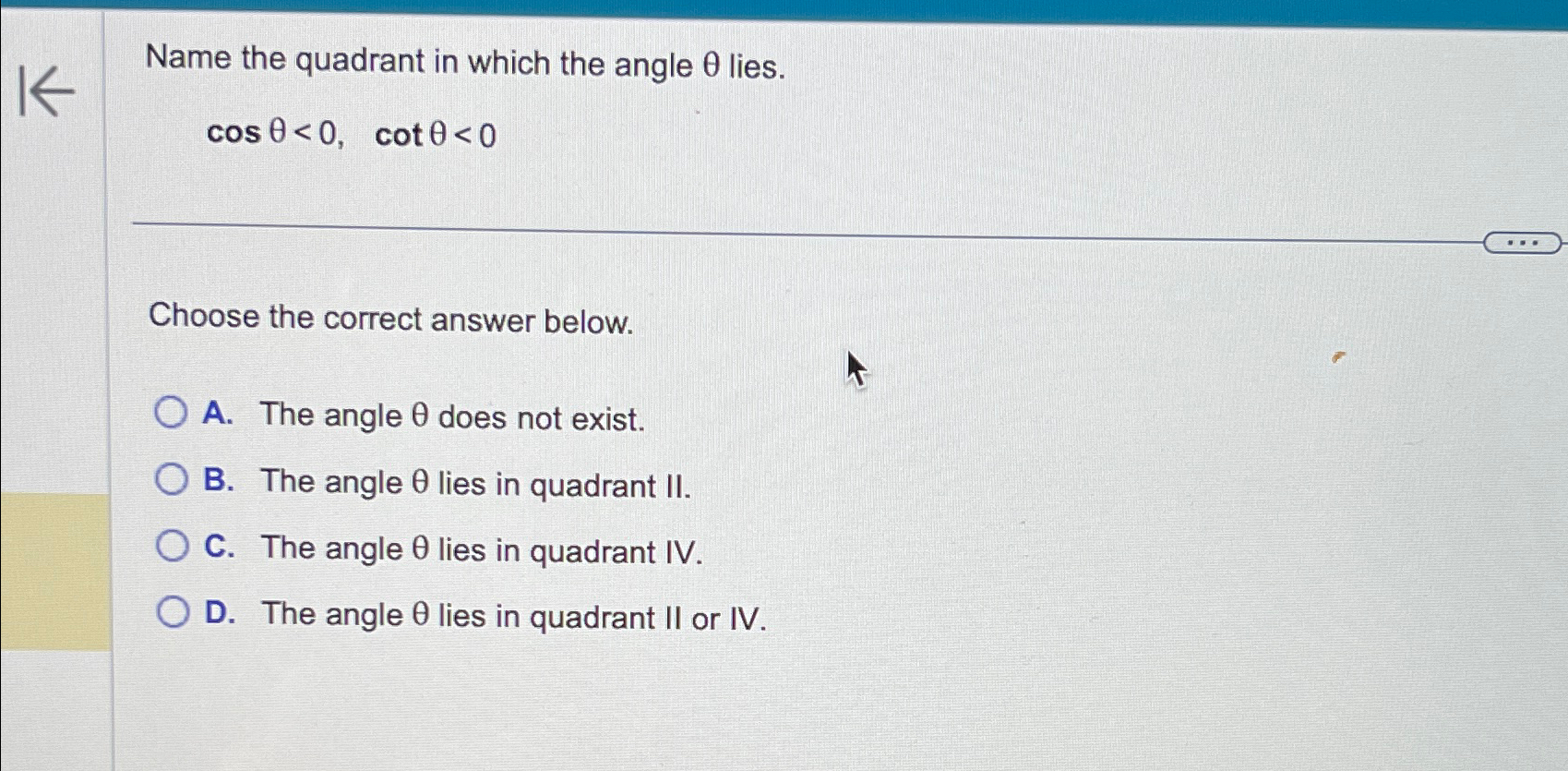 Solved Name the quadrant in which the angle θ | Chegg.com