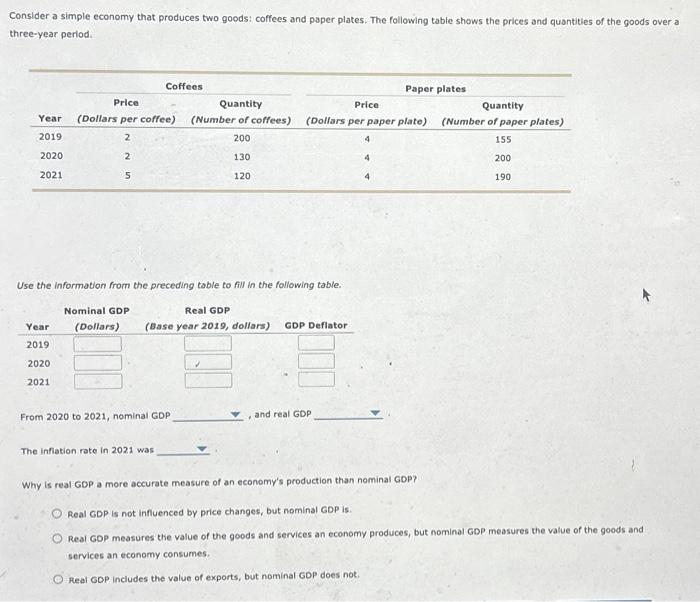 [Solved]: Consider a simple economy that produces two goods