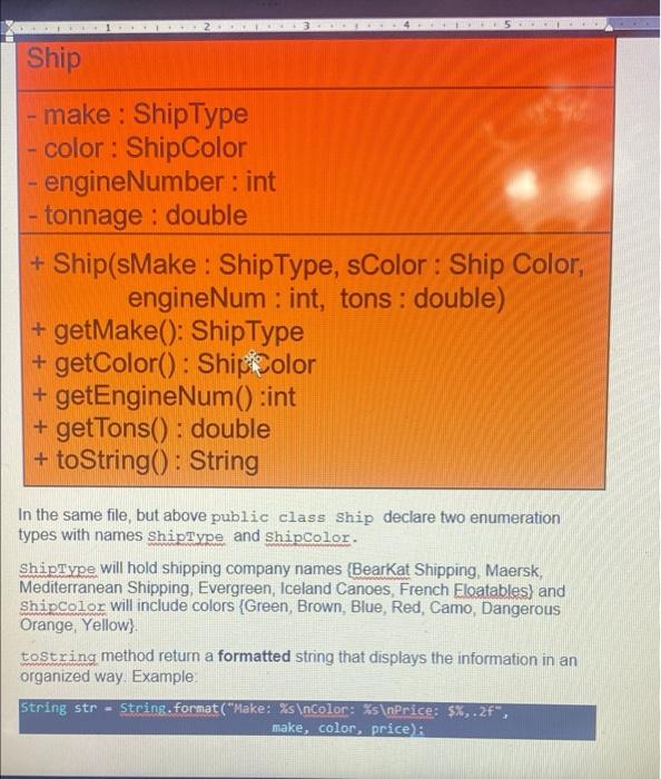 Solved 3 Ship - make : Ship Type color: Ship Color | Chegg.com