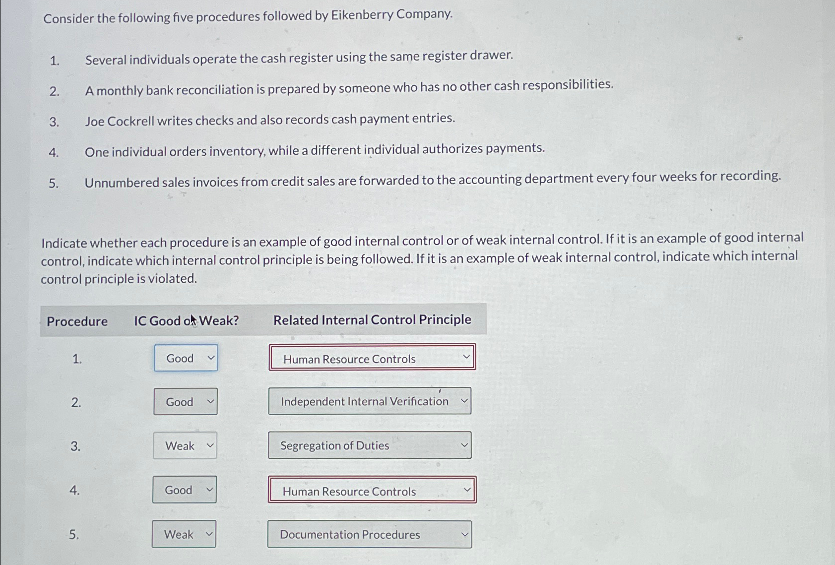 Solved Consider the following five procedures followed by | Chegg.com