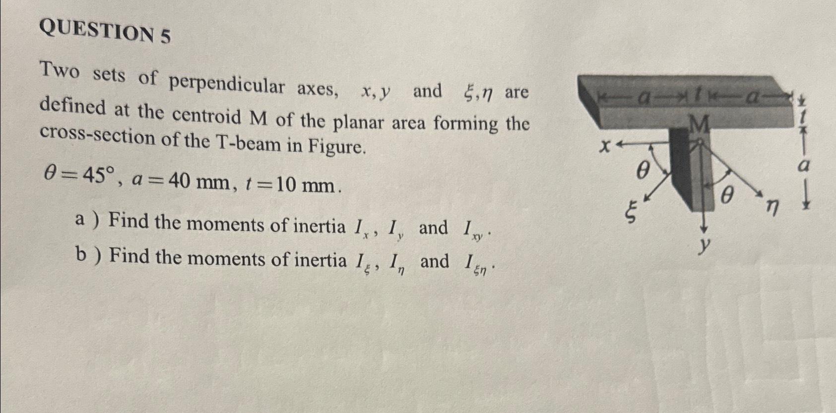 Solved QUESTION 5Two sets of perpendicular axes, x,y ﻿and | Chegg.com