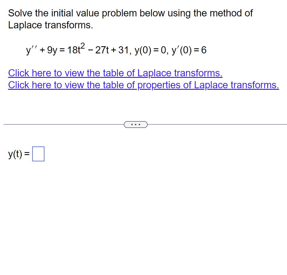 Solved Solve the initial value problem below using the | Chegg.com